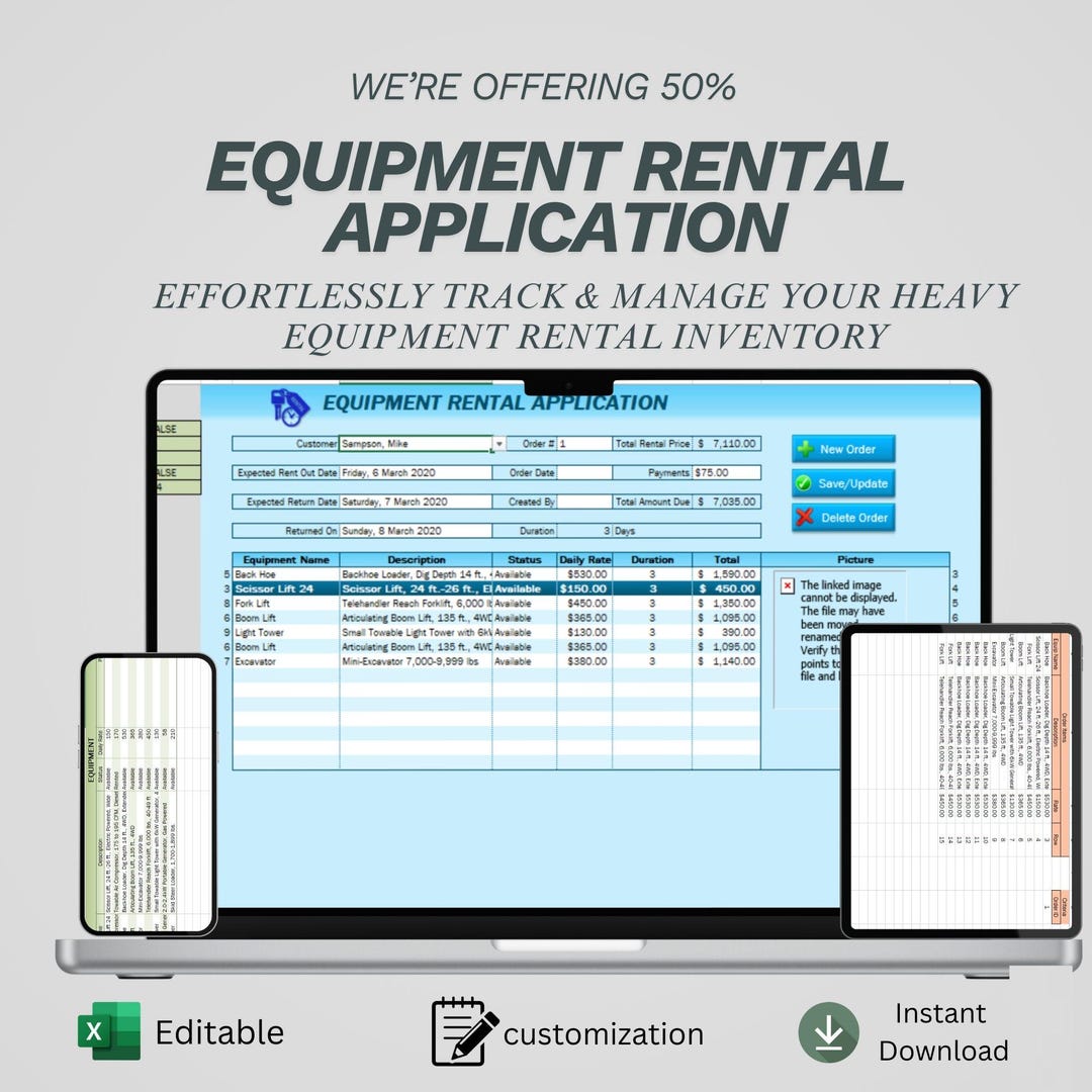 Equipment Rental Tracker Excel Template | Heavy Machinery Leasing ...