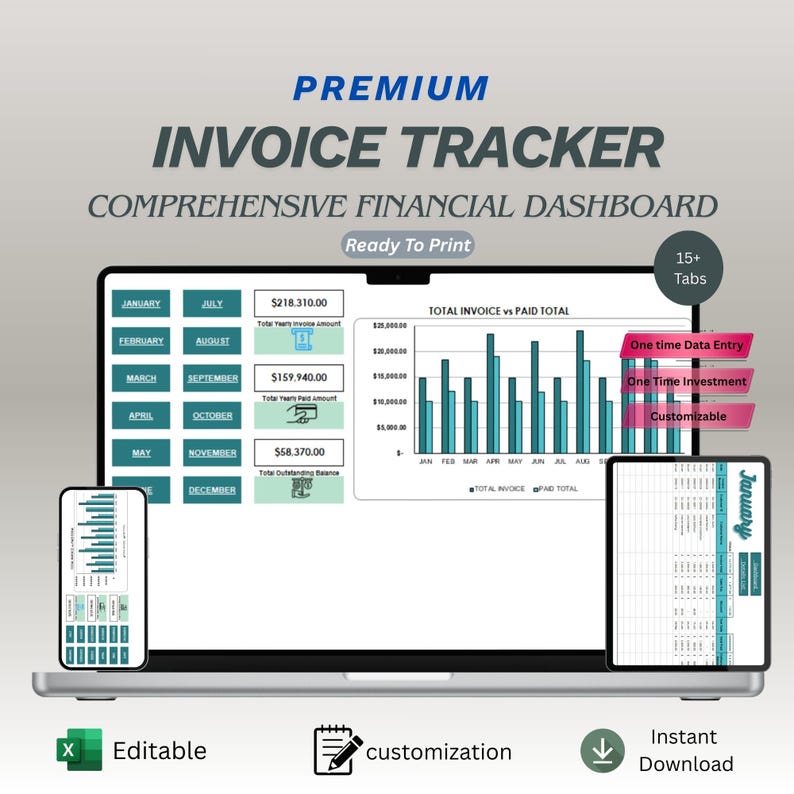 Invoice Tracker Financial Dashboard Excel | Invoice Management System ...