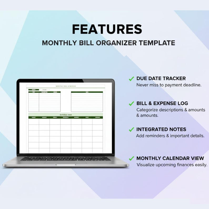 Monthly Bill Schedule Excel | Bill Due Date Tracker | Organize Personal ...