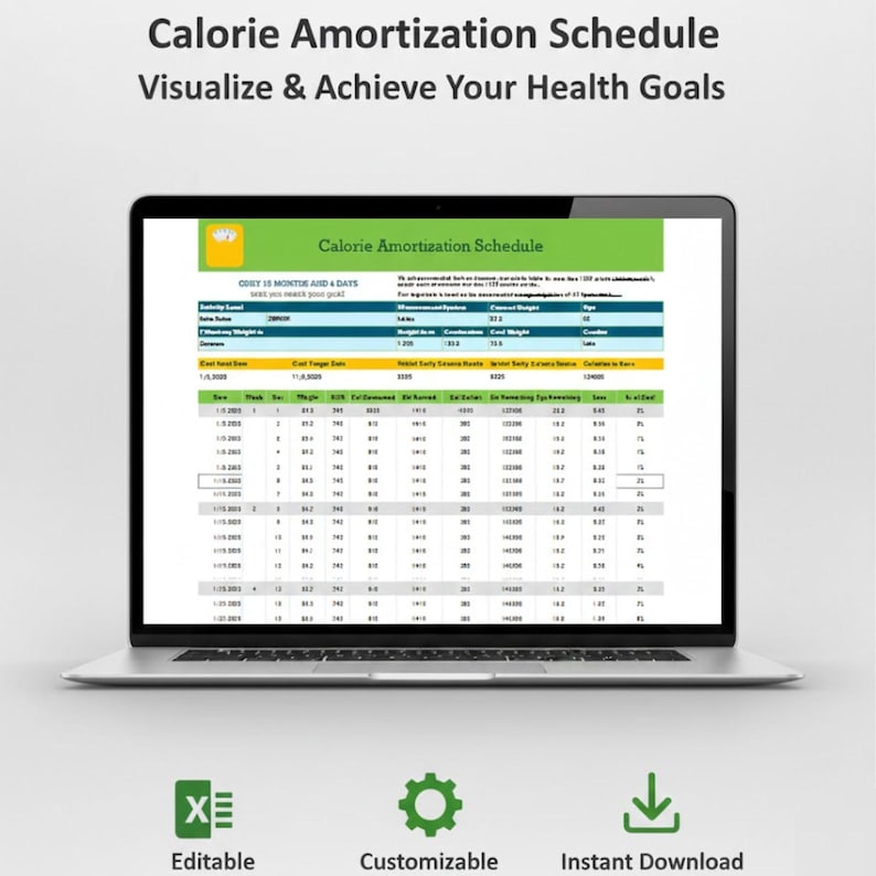 Calorie Amortization Schedule Excel Sheet | Weight Loss Tracker ...