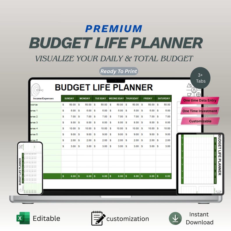 Budget Life Planner Excel | Personal Finance Organizer | Achieve Financial Goals Planner - Etsy