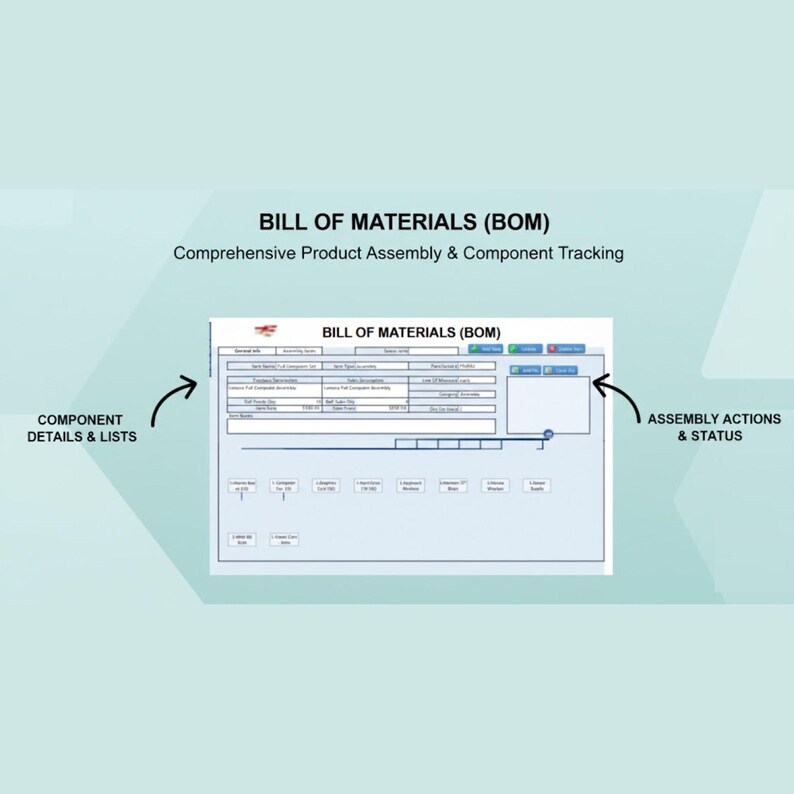 Bill of Materials BOM Excel Template | Manufacturing Inventory Tracker ...