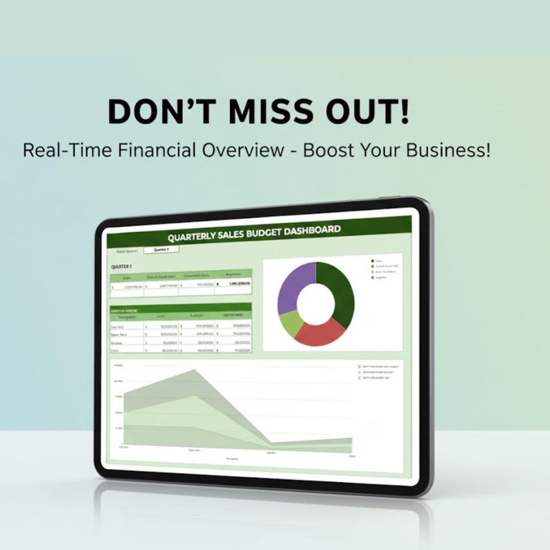 Quarterly Sales Budget Dashboard Template for Excel | Sales Planning ...