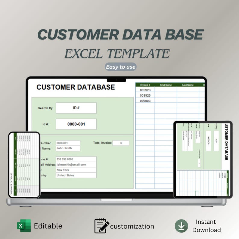 Customer Database Excel Template & Google Sheets | Client Management ...