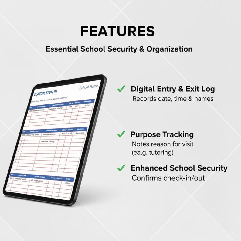 School Visitor Sign in Sheet Printable | Guest Log Book Template ...