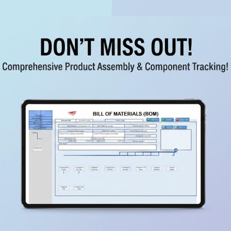 Bill of Materials BOM Excel Template | Manufacturing Inventory Tracker ...