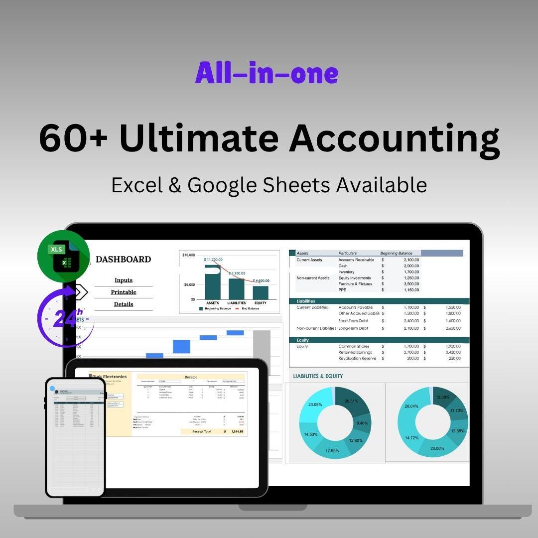 Accounting Template Bundle | 60+ Excel & Google Sheets (digital ...