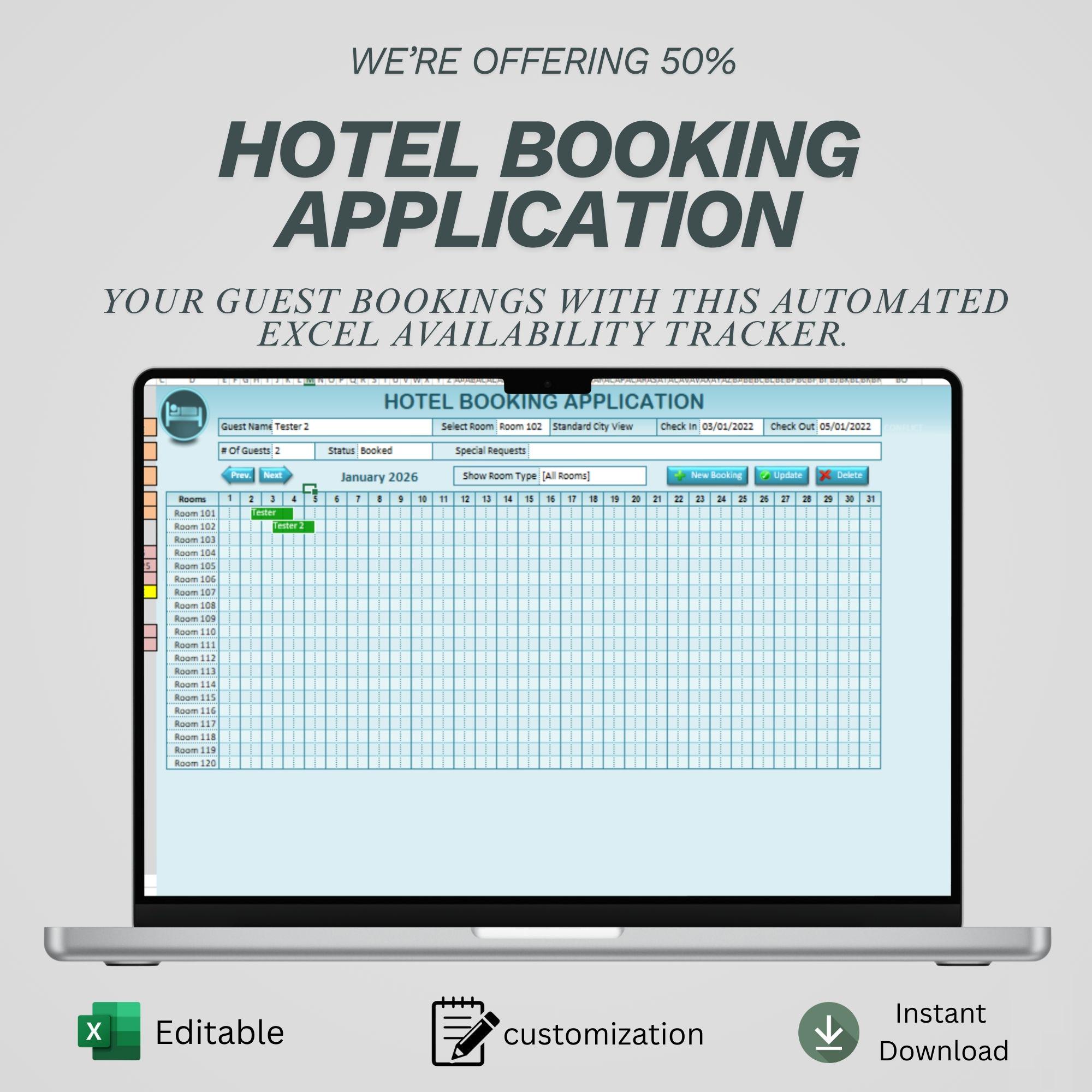 Hotel Booking Management Excel Template | Guest Reservation Tracker ...