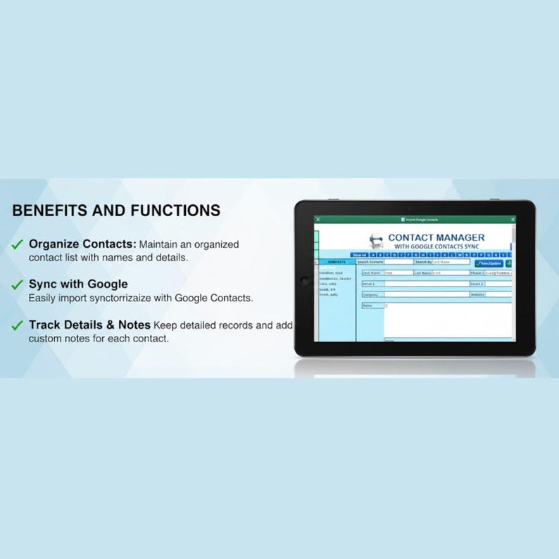 Contact Manager Excel Template | Google Contacts Sync Spreadsheet ...