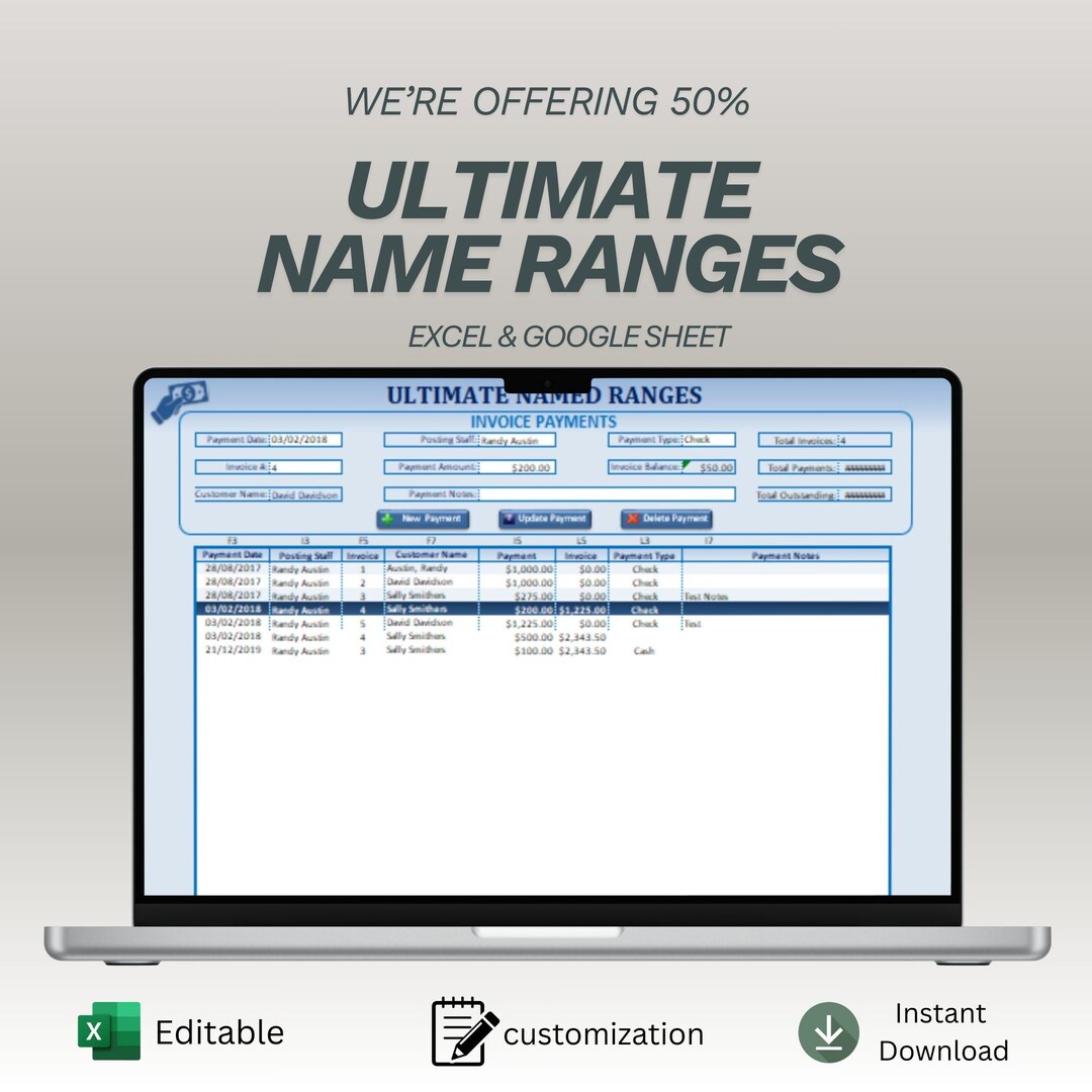 Ultimate Name Ranges Excel Template | Dynamic Named Range Manager ...