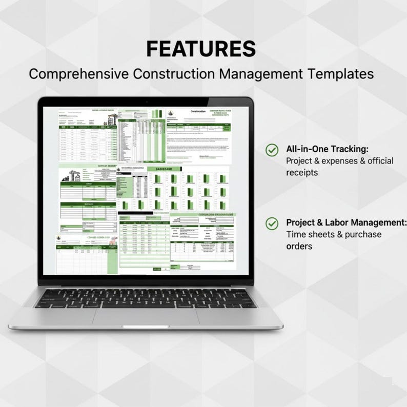 Construction Excel Template Bundle | Project Cost Estimator | Digital ...