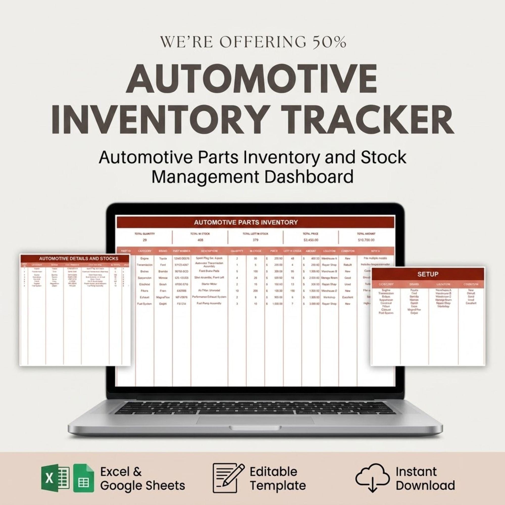 Automotive Inventory Tracker Template | Parts Stock Management ...
