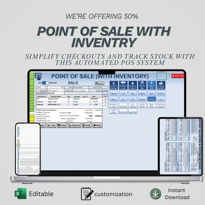 Point of Sale Excel Template | POS System With Inventory Management ...