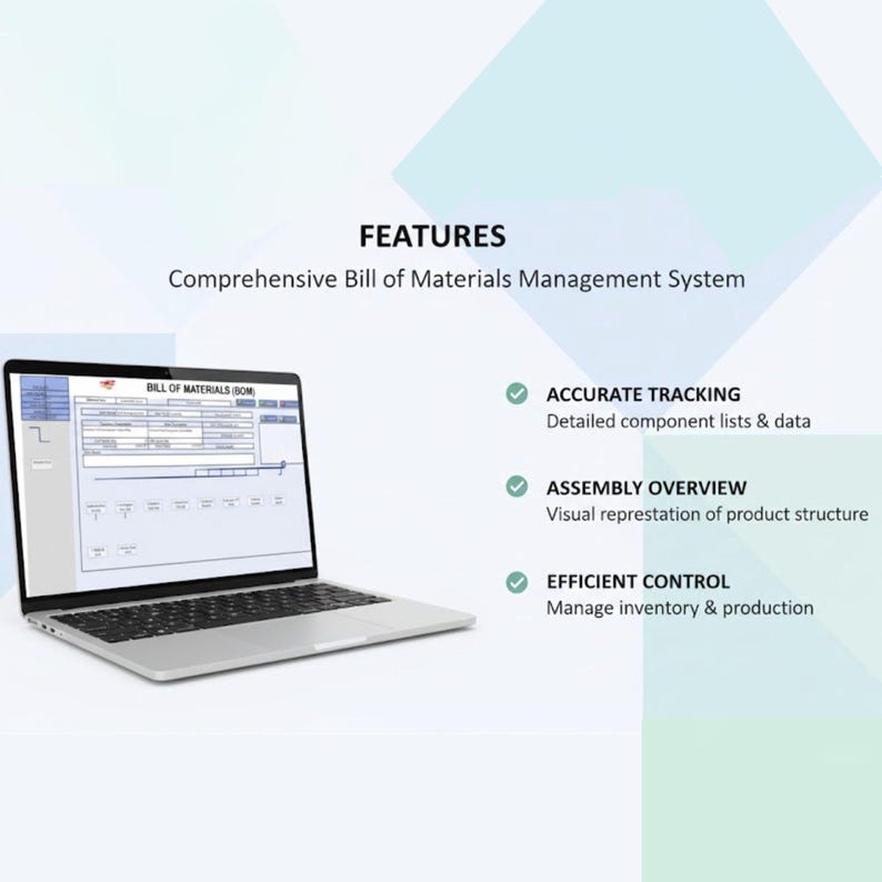 Bill of Materials BOM Excel Template | Manufacturing Inventory Tracker ...