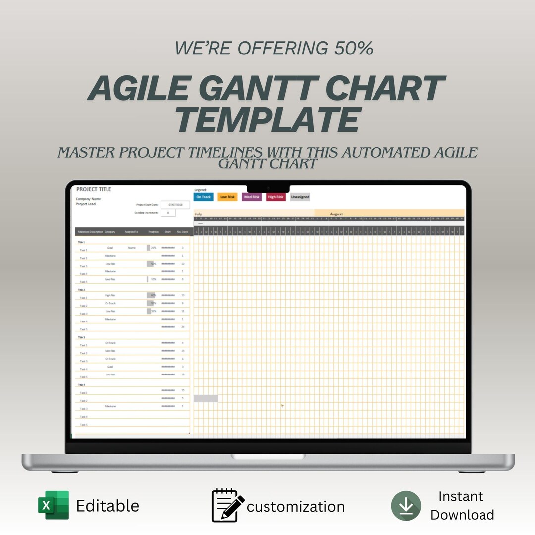 Agile Gantt Chart Spreadsheet | Project Management Tracker Template ...