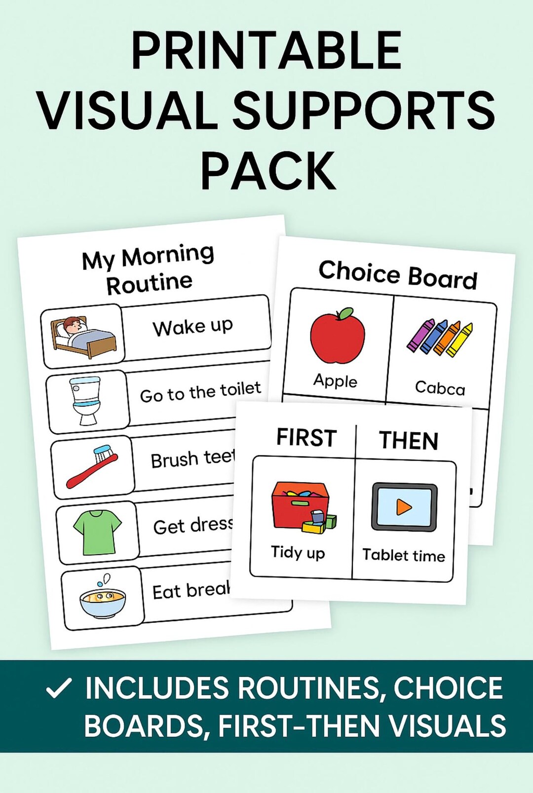Printable Visual Supports Pack | First Then Board, Choice Board ...