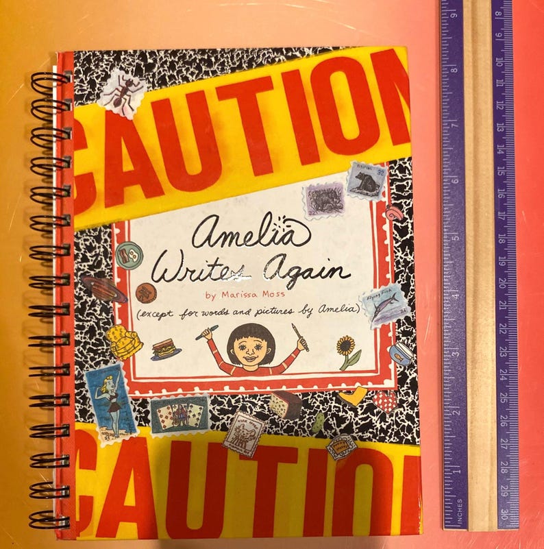 Upcycled Y2K ‘amelia Writes Again’ Notebook: Lined Journal With Yellow ...