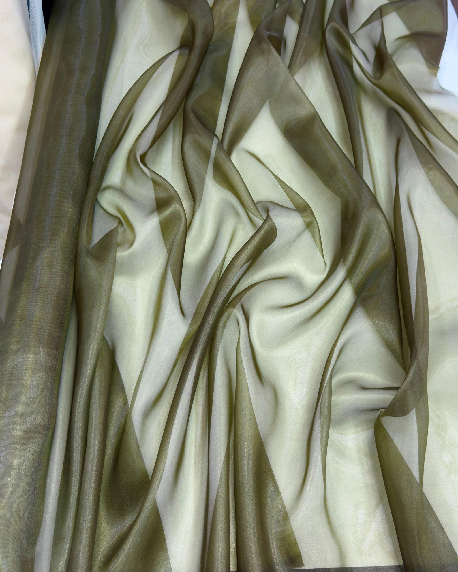 Olive Green Crystal Organza by the Yard – Sheer Fabric for Bridal Wear ...