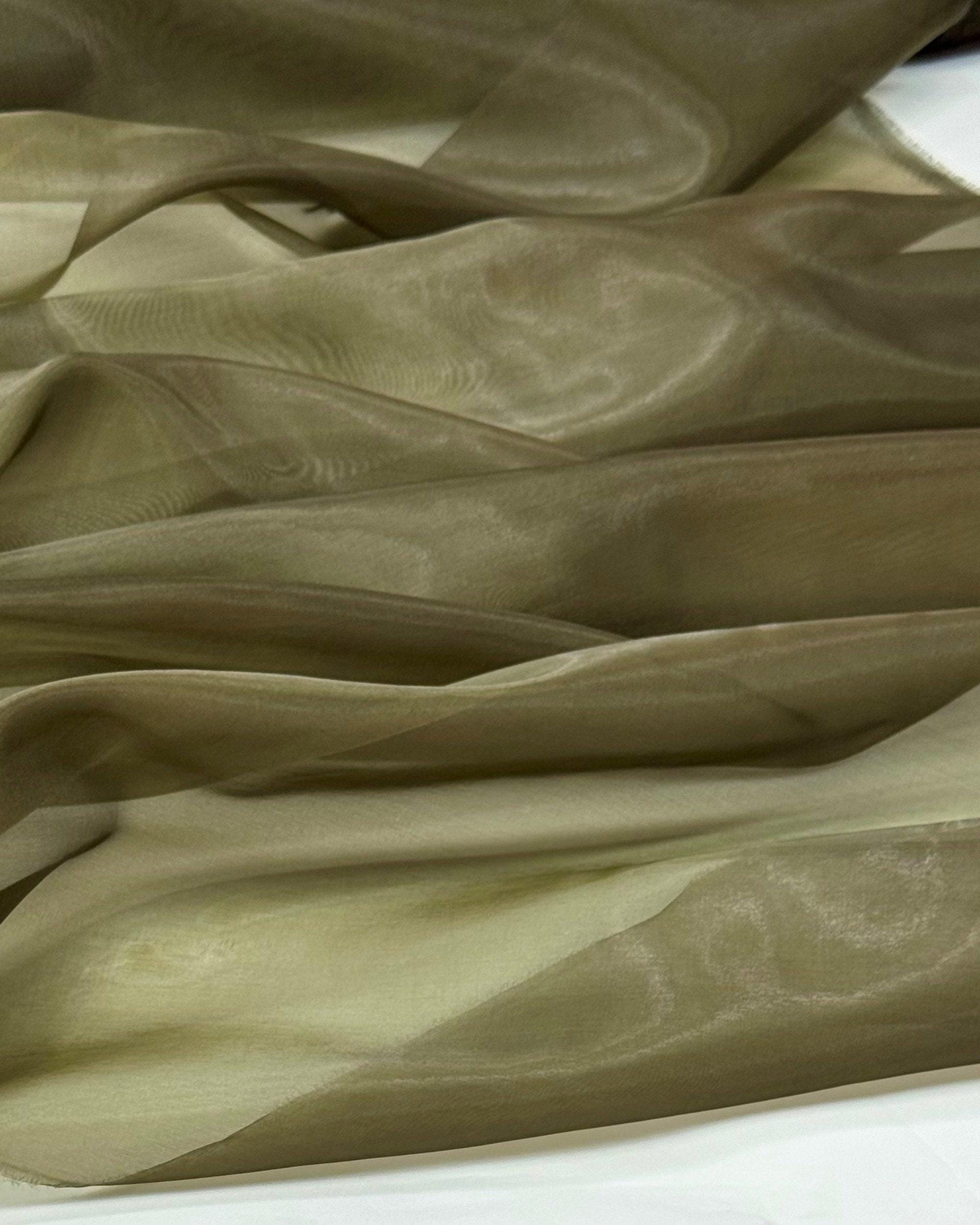 Olive Green Crystal Organza by the Yard – Sheer Fabric for Bridal Wear ...