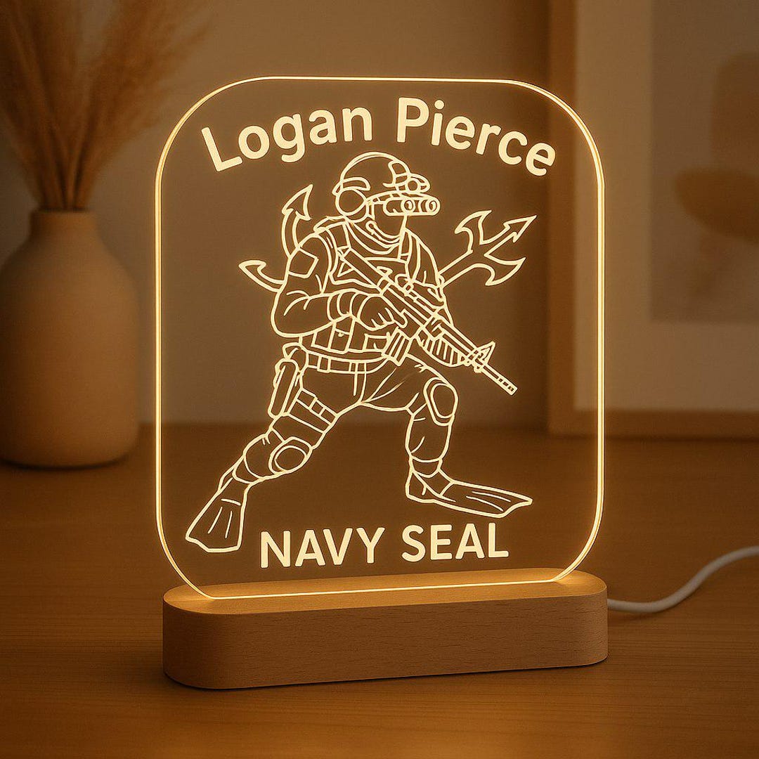 Navy Seal Custom Night Light Personalized Gift With Laser Engraved ...
