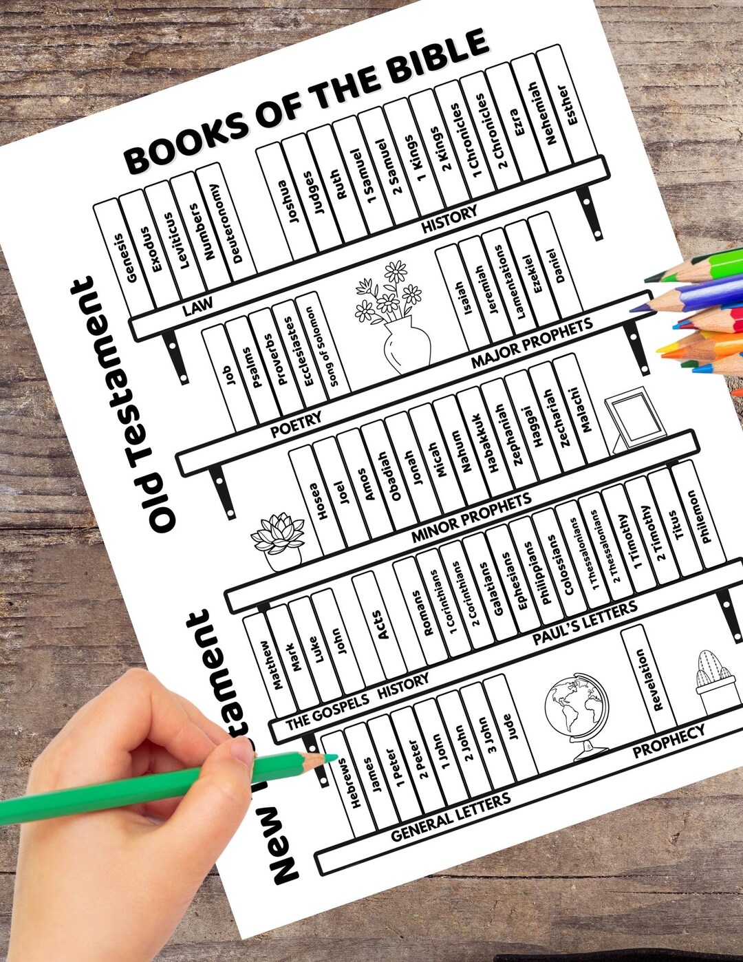 Books of the Bible Tracker: Coloring Checklist, Bible Reading Printable ...