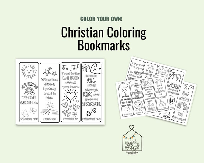 Bible Verse Coloring Bookmarks: Christian Scripture, Sunday School ...