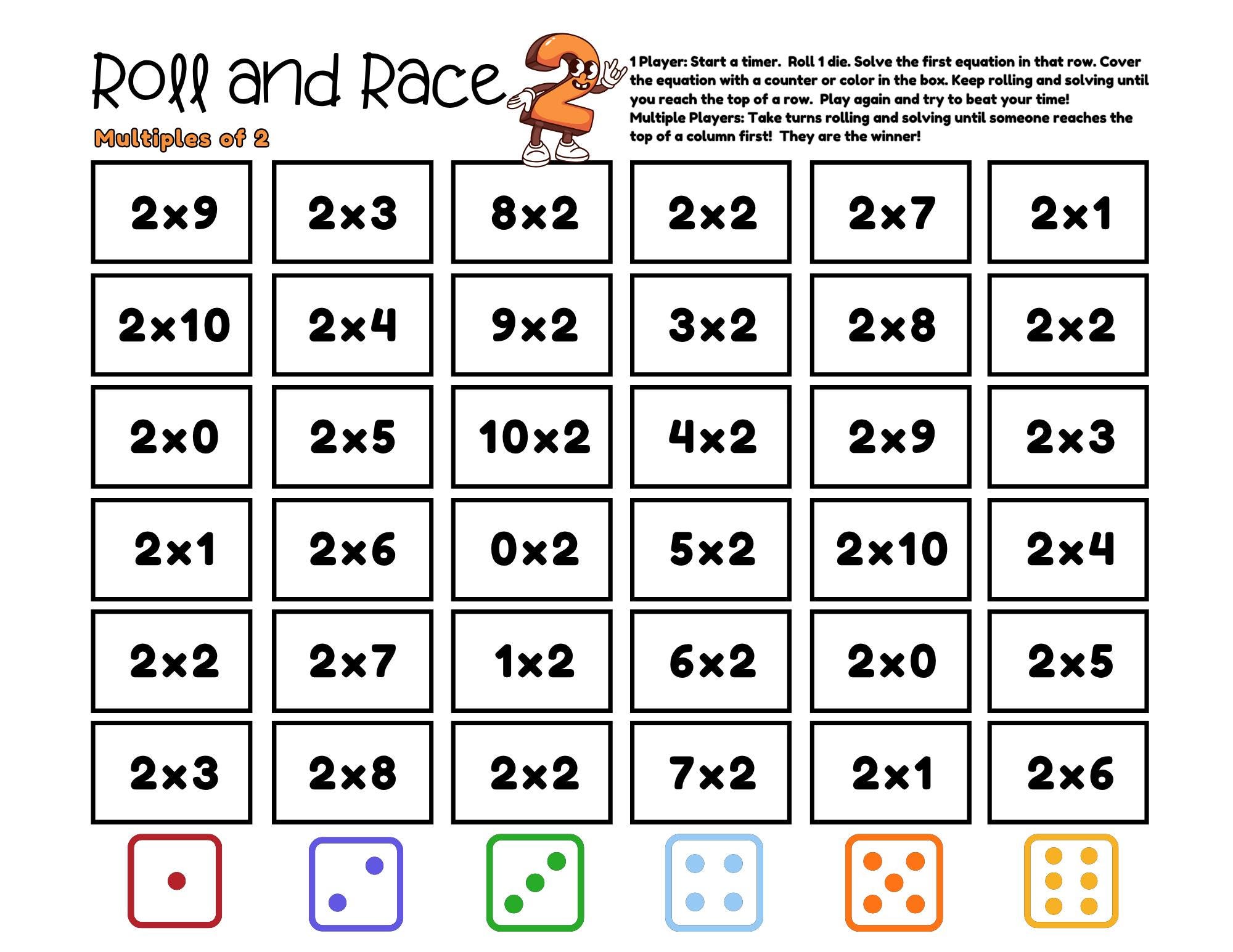 Multiplication Dice Games: Roll & Race Math, Homeschool PDF - Etsy