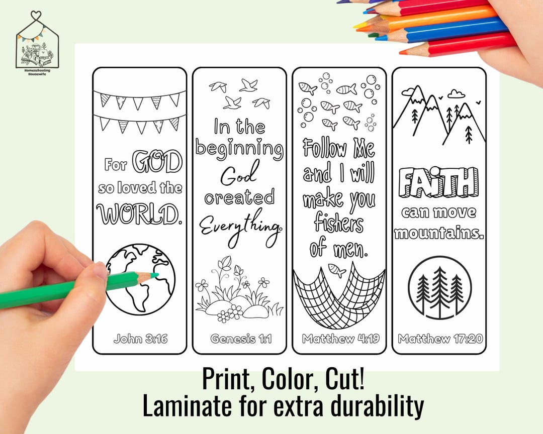 Bible Verse Coloring Bookmarks: Christian Scripture, Sunday School ...