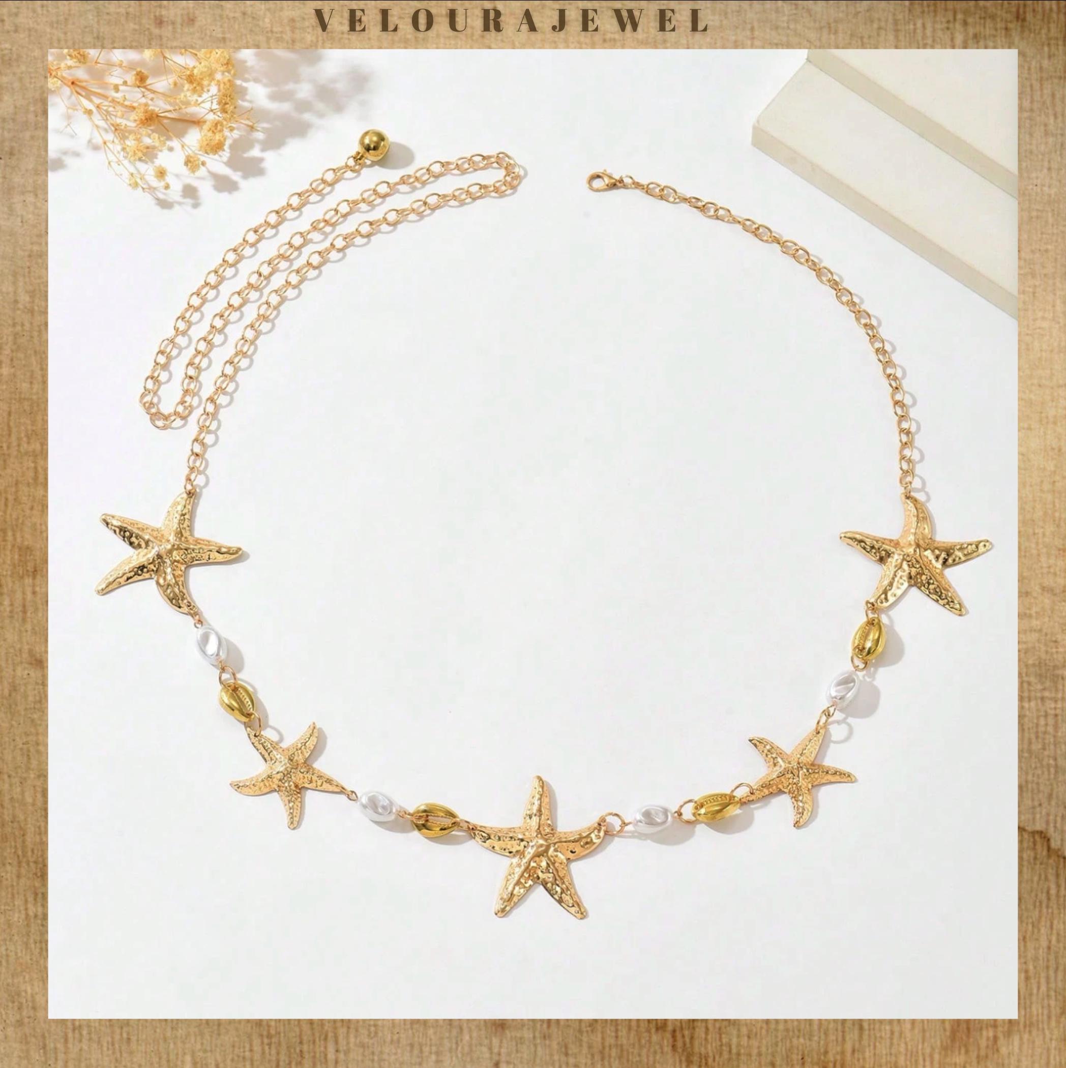Gold Starfish Waist Chain,shells and Faux Pearls Detail,beach Jewelry ...