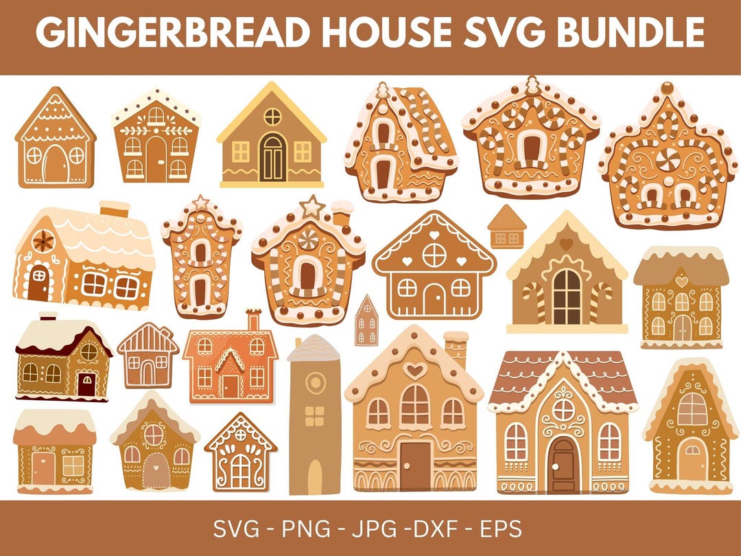 Gingerbread House SVG Bundle: Christmas Cookie Clipart (digital ...