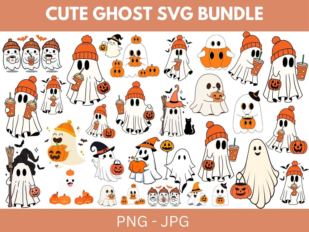 Halloween Ghost Clipart Bundle, Witch, Latte (digital Download) - Etsy
