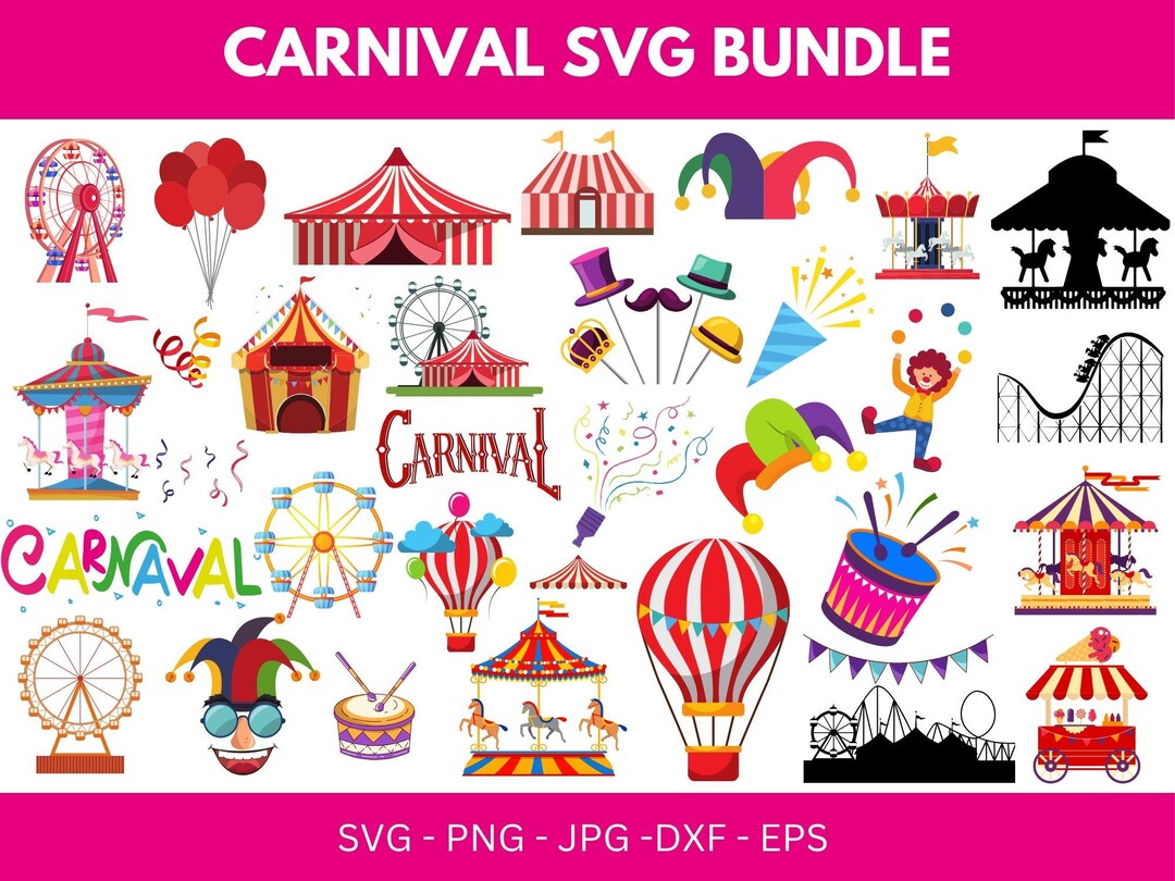 Carnival Clipart Set, Circus Tent, Animals, Jokers (svg, Png, Jpg, Dxf ...