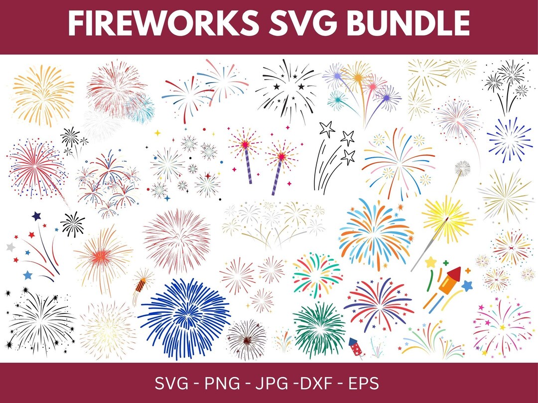 Fireworks Svg Bundle, New Year Firework Svg, Fireworks Silhouette Svg ...