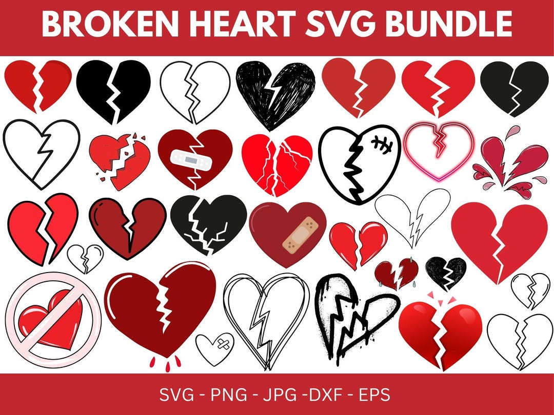 Broken Heart SVG Bundle: Clipart Graphics (digital File) - Etsy