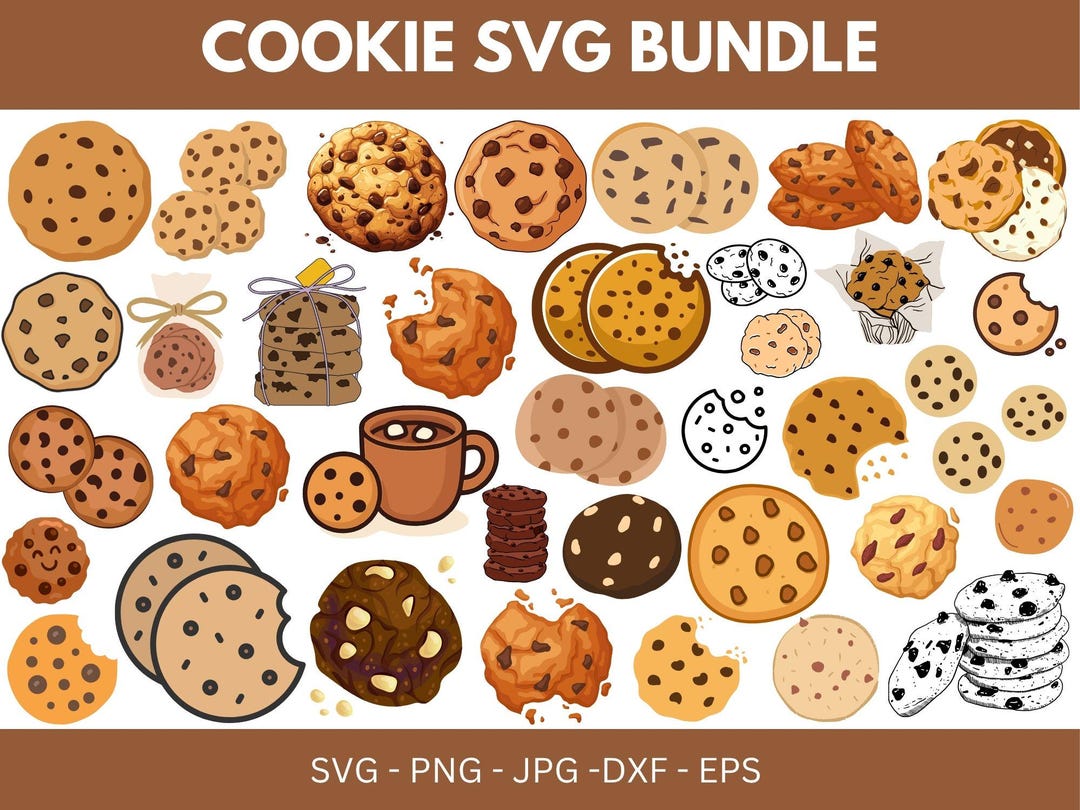 Chocolate Chip Cookies SVG Bundle: Bakery Vector Cut Files (digital ...