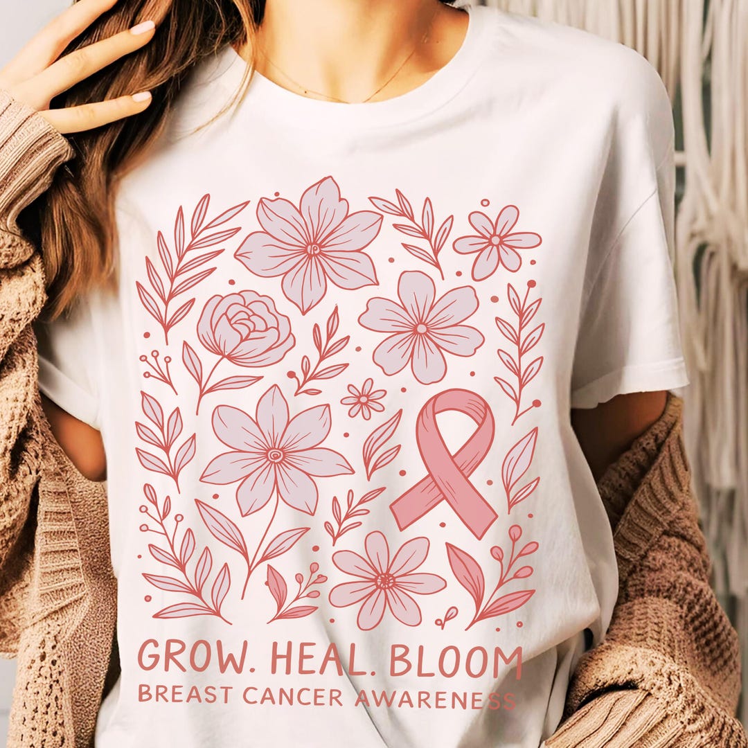 Breast Cancer Awareness PNG SVG File Grow Heal Bloom | Best Gifts Women ...