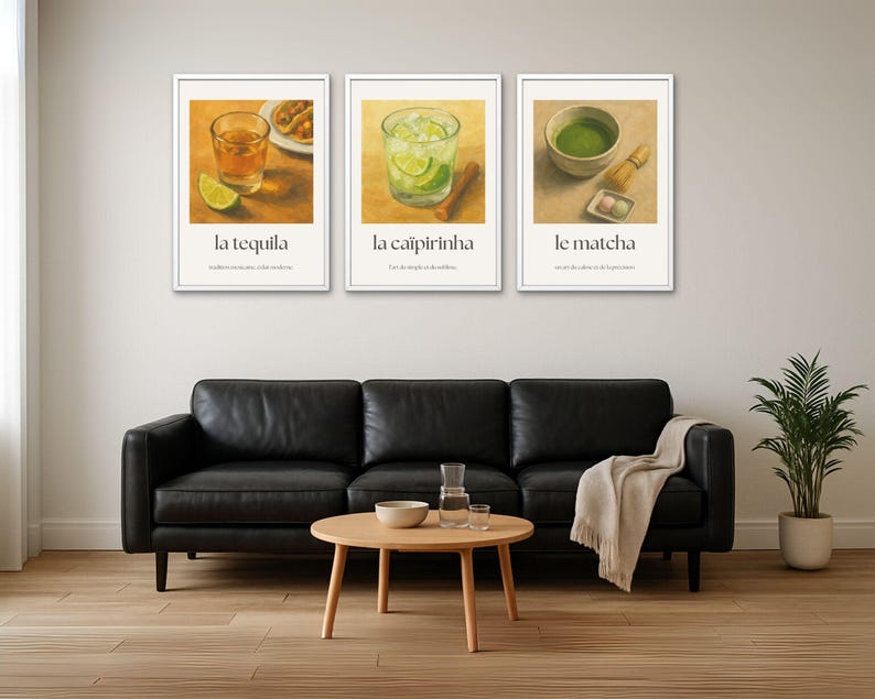 Vintage French Drink Poster Set, Bar Card Prints, Digital Download DIY ...