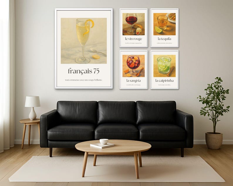 Vintage French Drink Poster Set, Bar Card Prints, Digital Download DIY ...