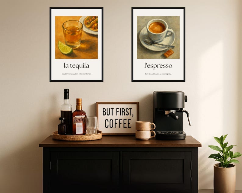 Vintage French Drink Poster Set, Bar Card Prints, Digital Download DIY ...