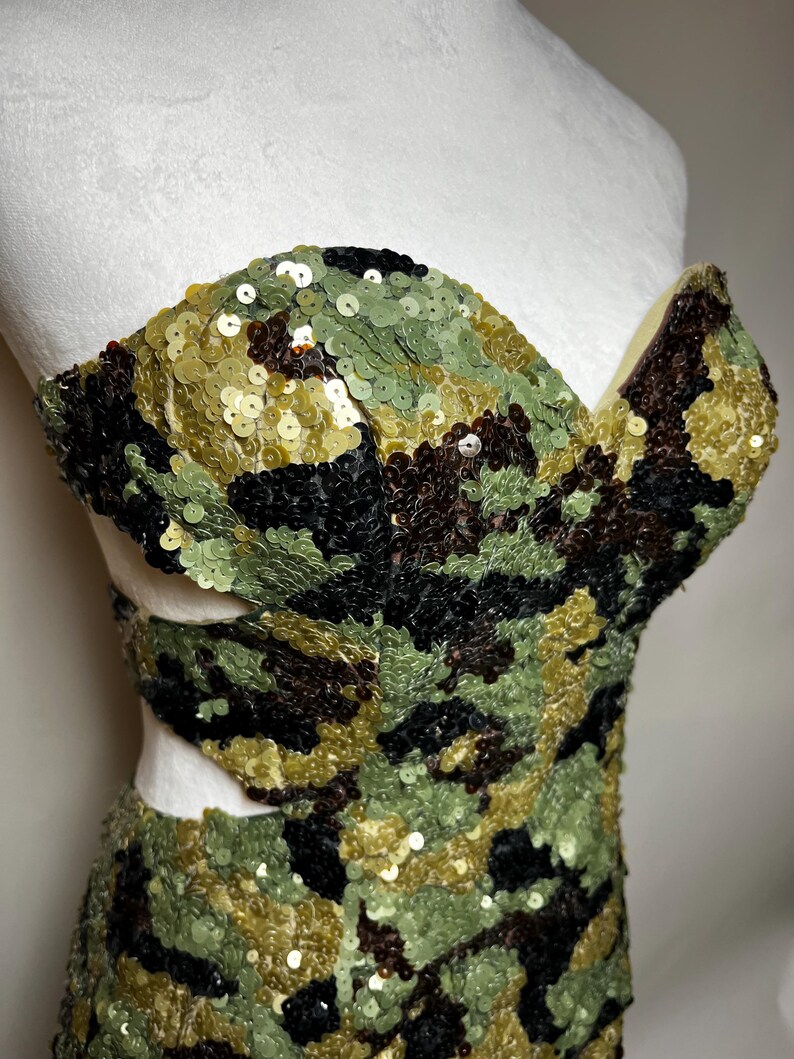 Y2K Backless Camo Sequin Party Dress - Etsy