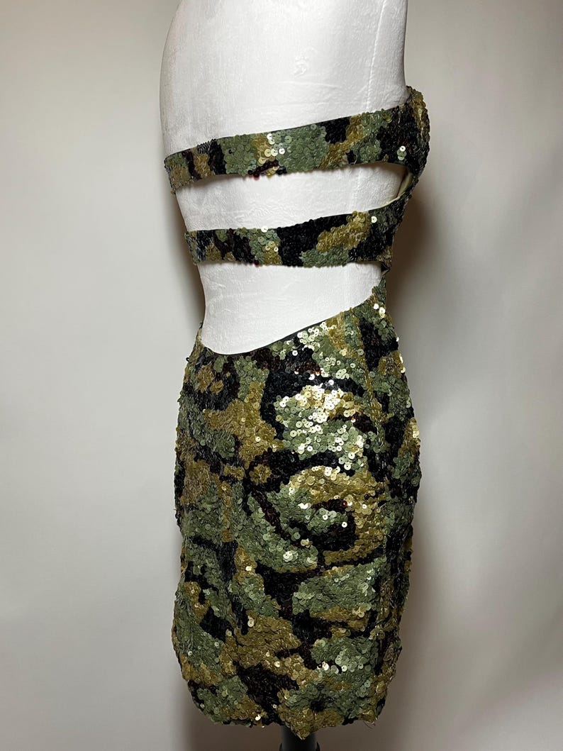Y2K Backless Camo Sequin Party Dress - Etsy
