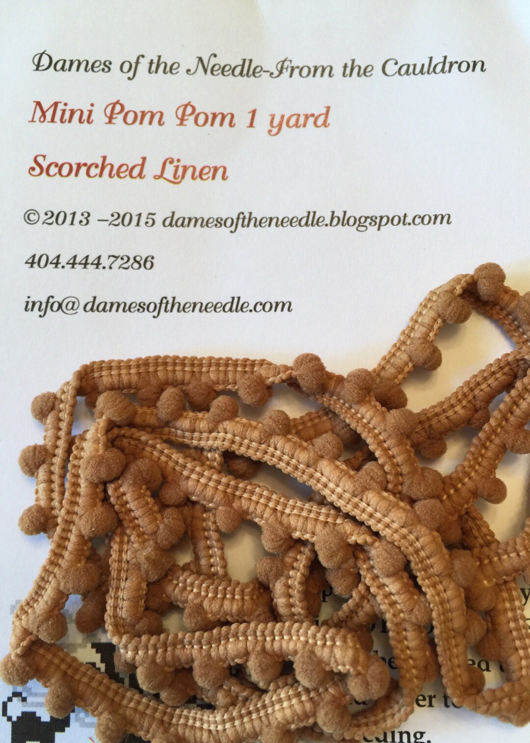 Scorched Linen 1 Yard Mini Pom Pom by From the Cauldron - Etsy