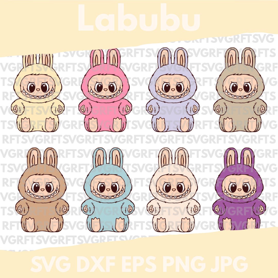 Labubu Designs Svg Png Bundle, Sitting Labubu Png Svg, Vector Digital ...
