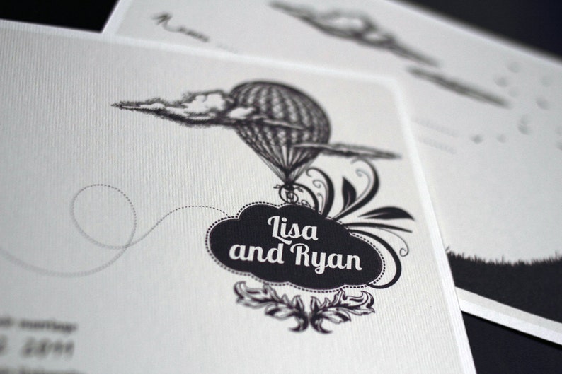 Hot air balloon Wedding stationary / Engagement invite / | Etsy