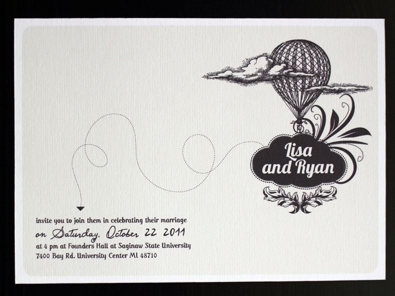 Hot air balloon Wedding stationary / Engagement invite / | Etsy