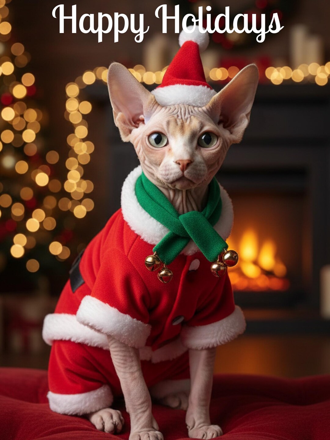 Sphynx Christmas Card Instant Download - Etsy