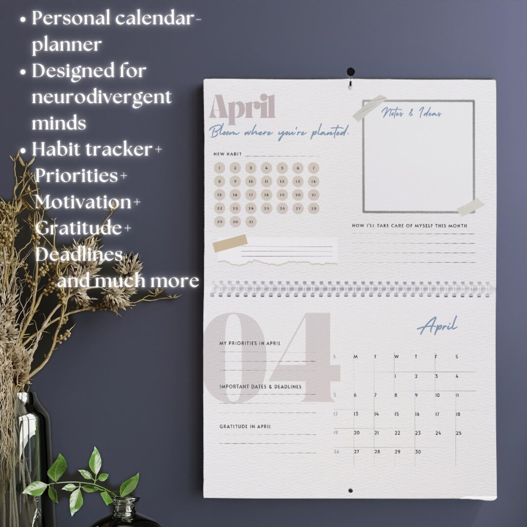 ADHD 2026 Wall Calendar, Printable Planner Digital Download, Editable ...