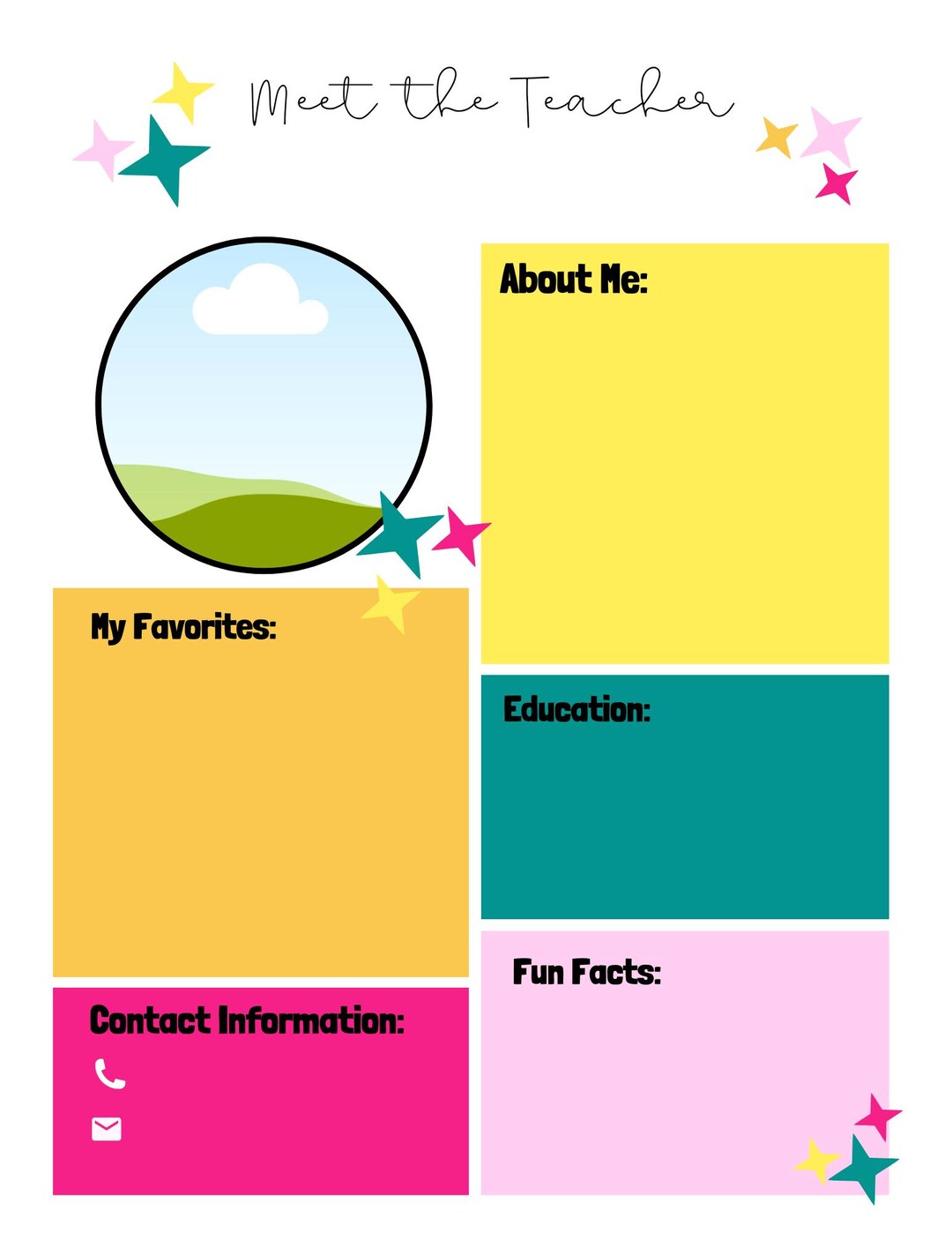 Bold & Bright Meet the Teacher Template | Editable Canva Flyer | Back ...