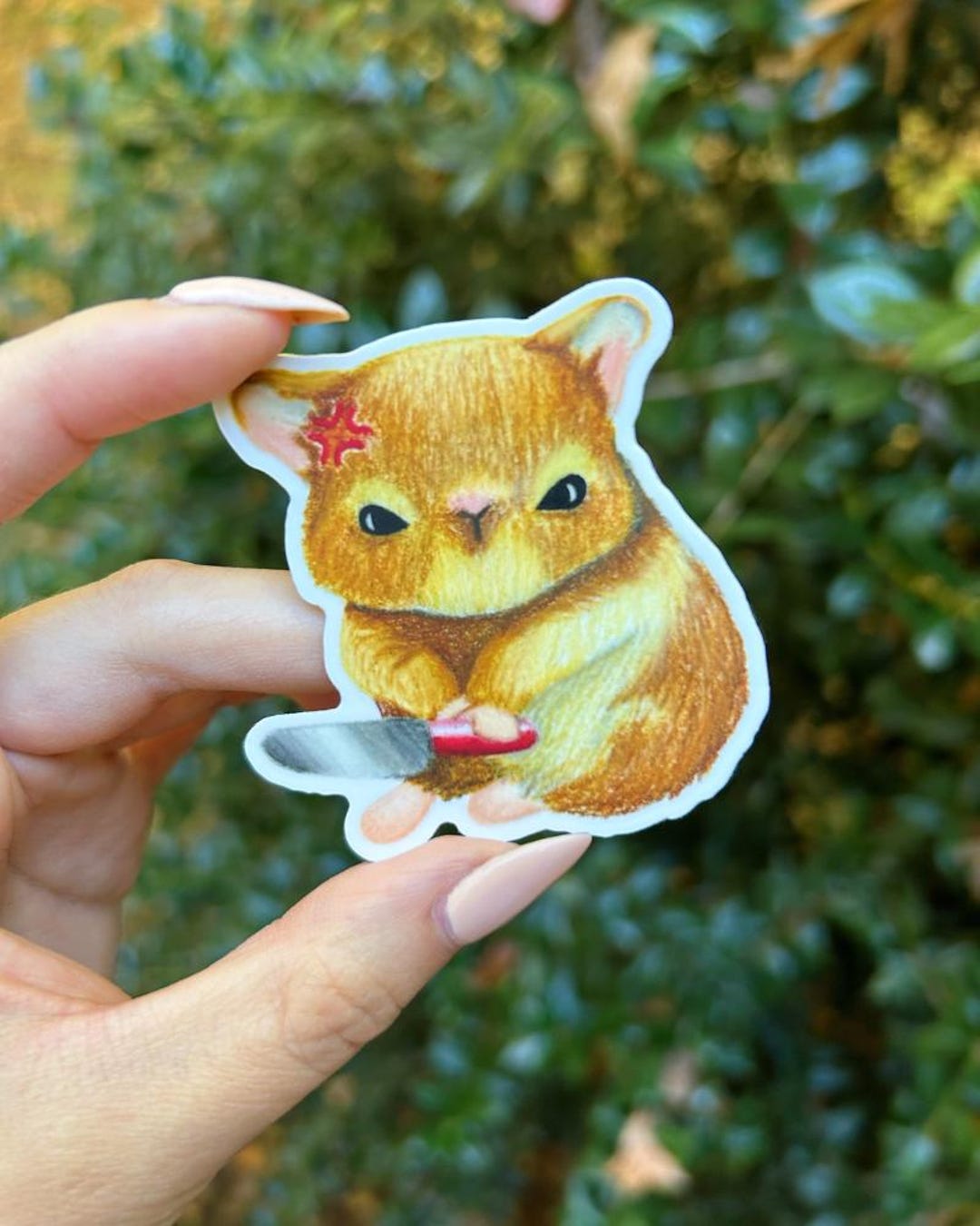 Angry Hamster | Hand-drawn Waterproof Matte Vinyl Sticker - Etsy