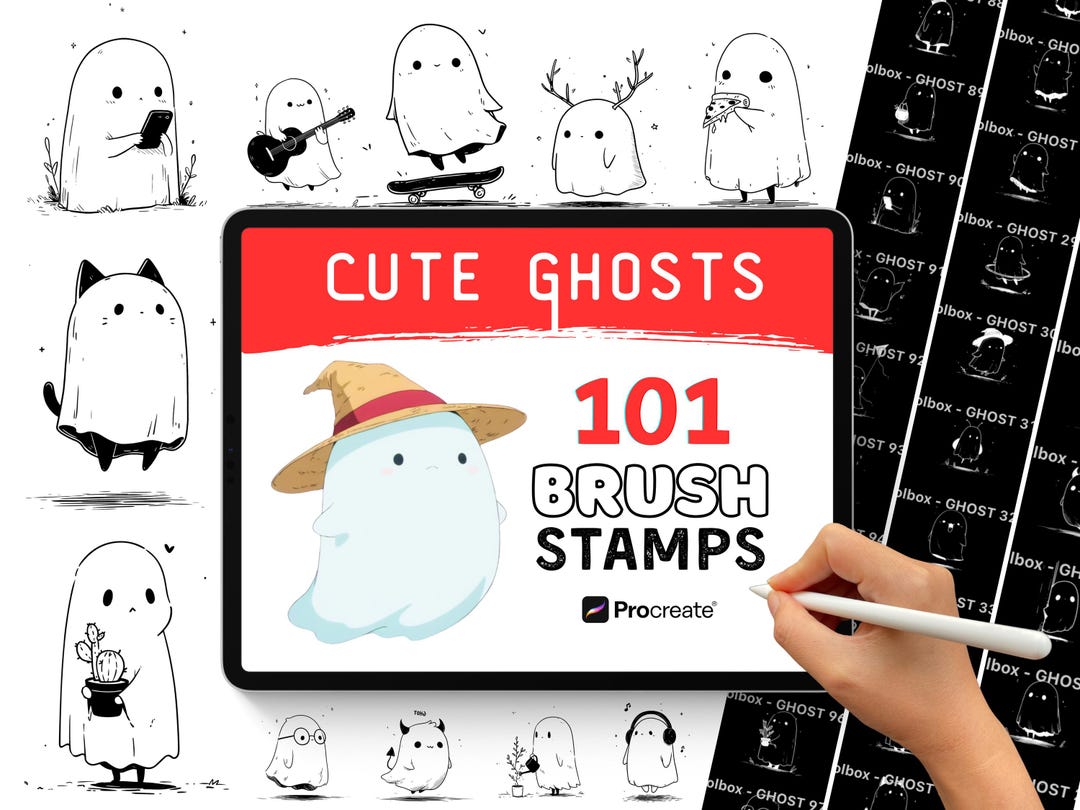 101 Procreate Ghost Brushes - Procreate Stamps - Cute Ghost | Spooky ...
